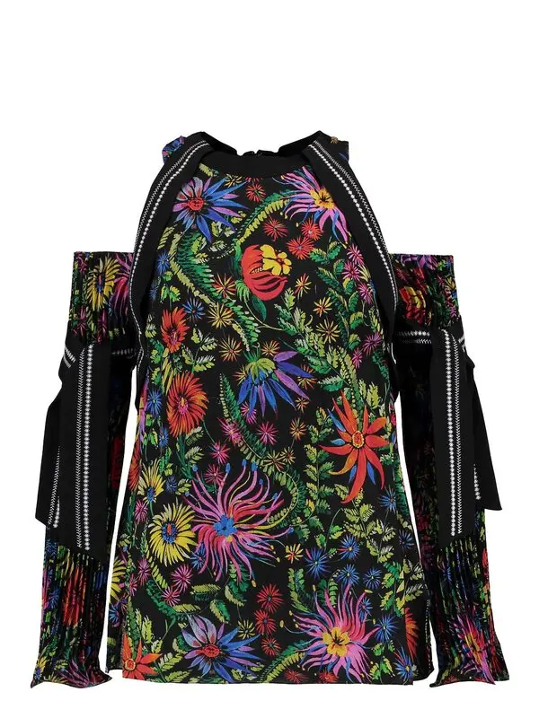 3.1 Phillip Lim Cold-shoulder Embroidered Jacquard Top - Multicolor