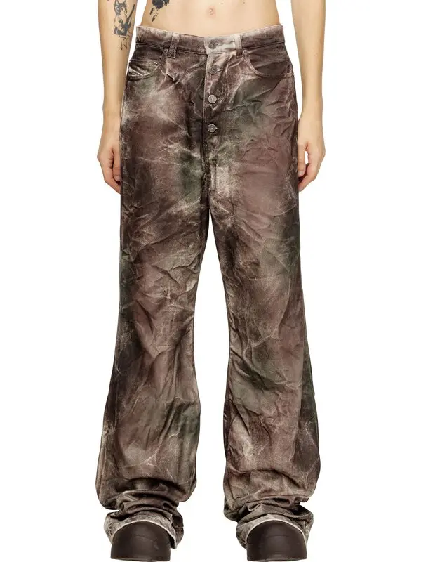 DIESEL® X Thug Club Crinkled Camo Canvas Trousers - Multicolor