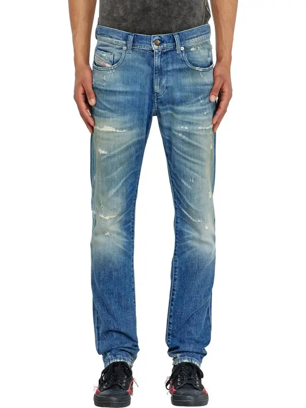 DIESEL® Slim Fit Jeans With Whiskering And Abrasions - Blue