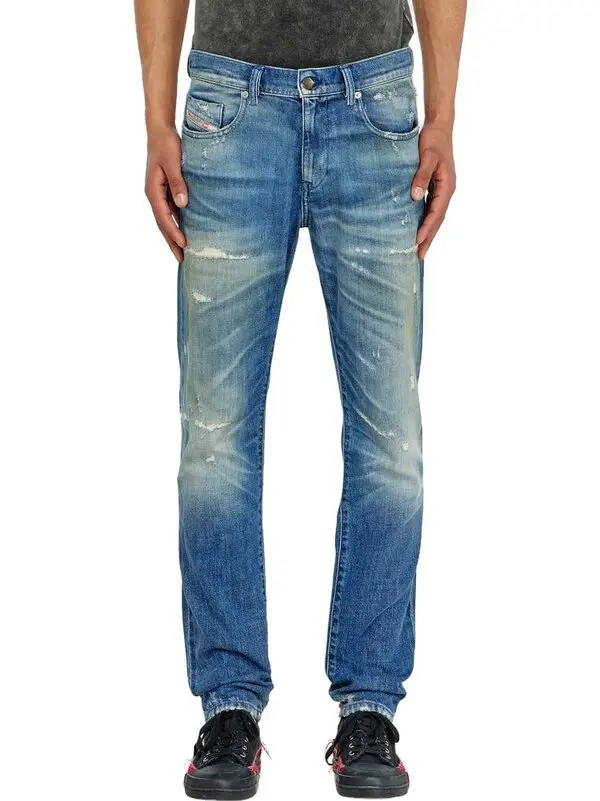 DIESEL® Slim Fit Jeans With Whiskering And Abrasions - Blue