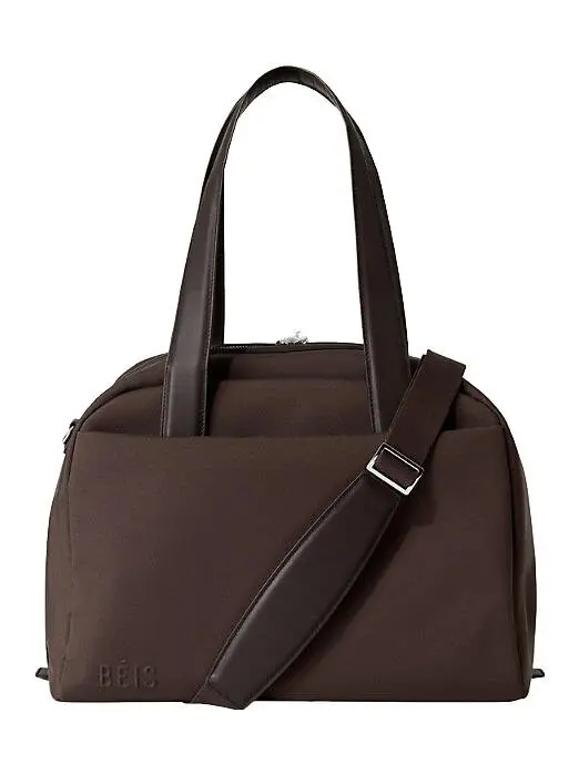 BEIS Béis The Duffle Leather-trim Bag - Espresso