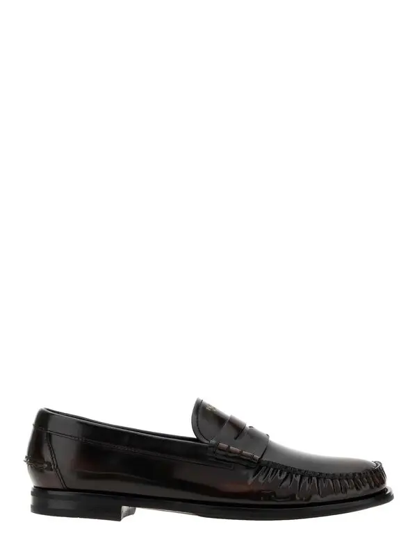 Prada Dark Leather Loafers - Brown