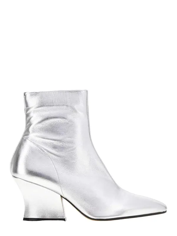 JIL SANDER Leather Lune Ankle Boots - Silver