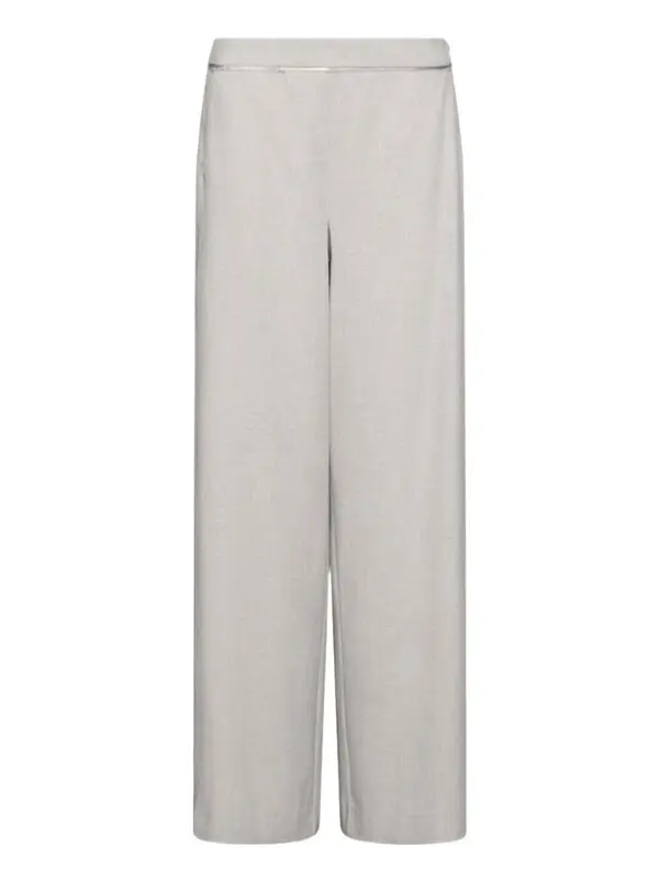 Marella Wide-leg Trousers With Frayed Satin Trim - Light Grey