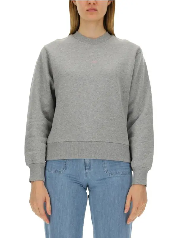 A.p.c. Logo Printed Crewneck Sweatshirt - Gray