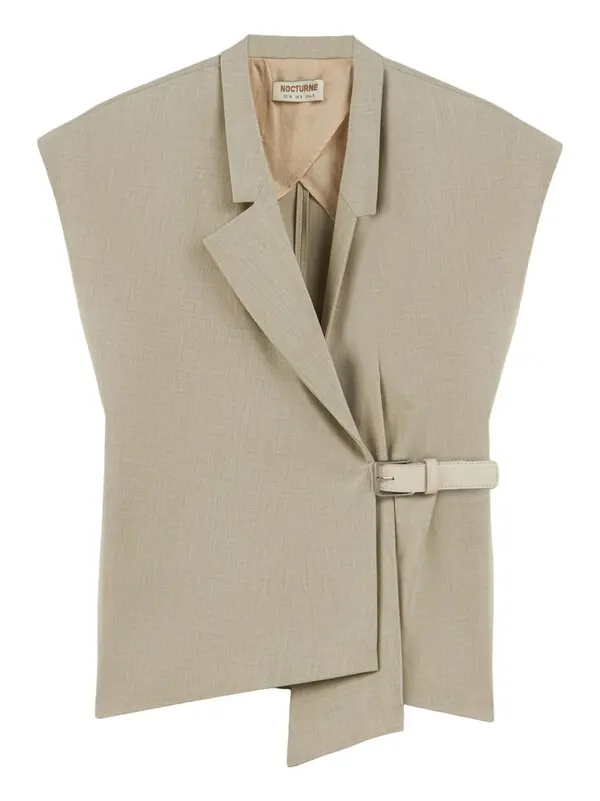 NOCTURNE Belted Double-breasted Vest - White