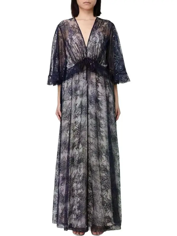 Alberta Ferretti Sequin-embellished Lace Maxi Dress - Blue