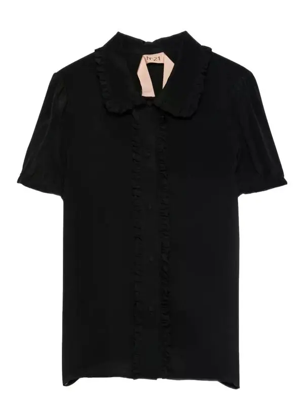 N°21 Ruffled-trim Blouse - Black