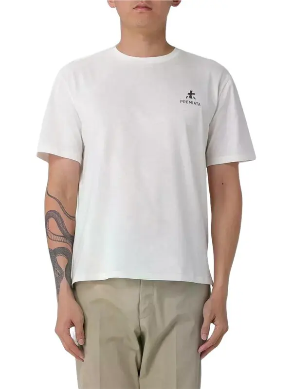 Premiata Logo-print Cotton T-shirt - Neutrals