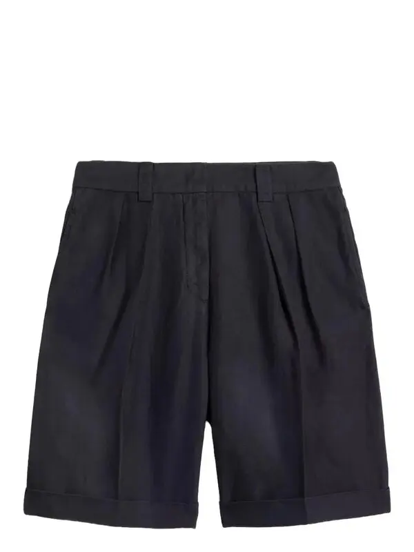 Aspesi Pleated Turn-up Hem Shorts - Blue