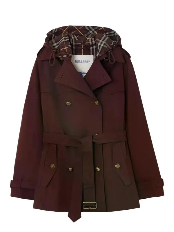 Burberry Short Tropical Gabardine Foxfield Trench Coat - Red