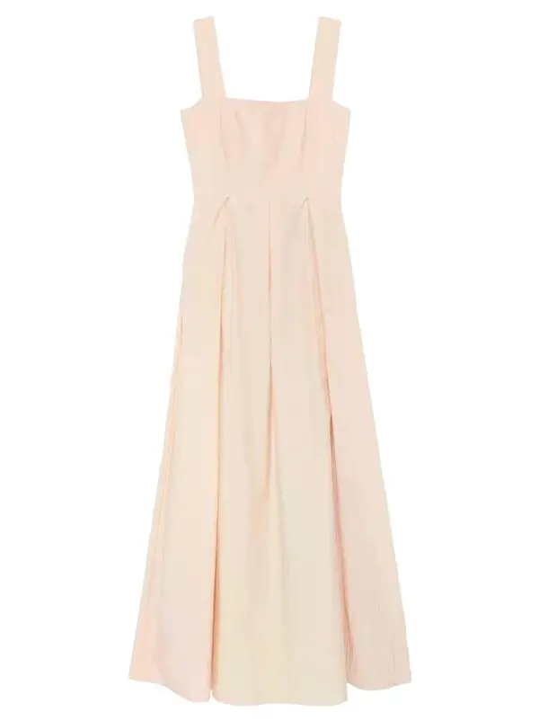 Momoni Pleated Square-neck Maxi Dress - Neutrals