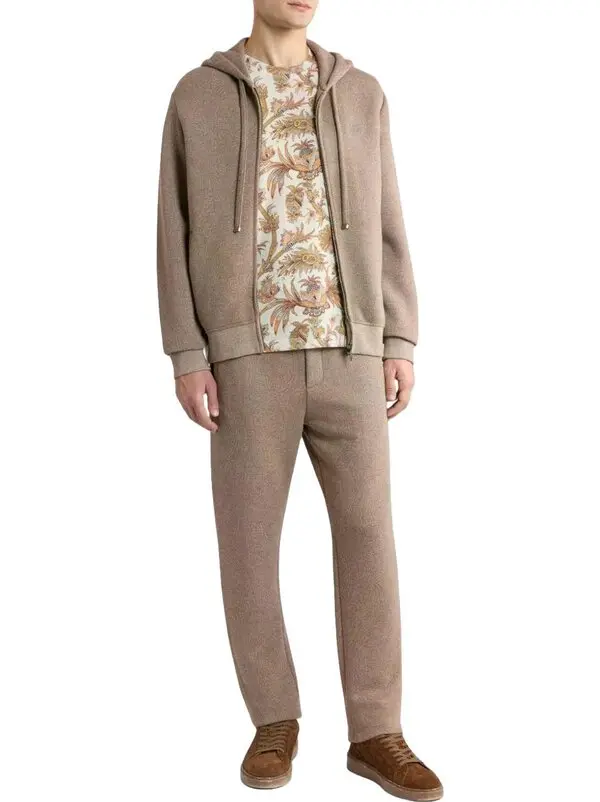 Etro Cotton-jersey T-shirt With Floral Paisley-motif - Neutrals
