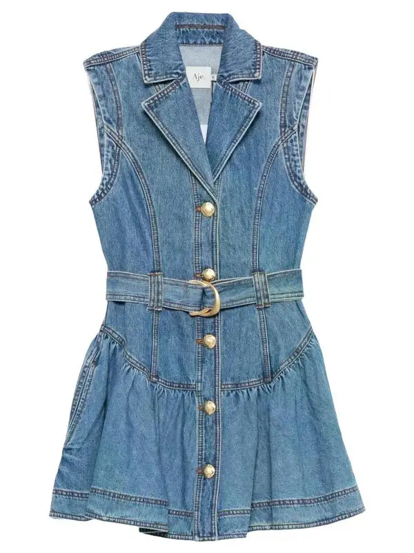 Aje Liliana Denim Mini Dress - Blue