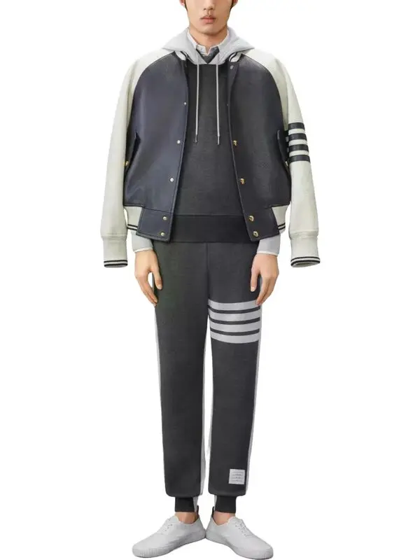 Thom Browne 4-bar Colour-block Hoodie - Grey