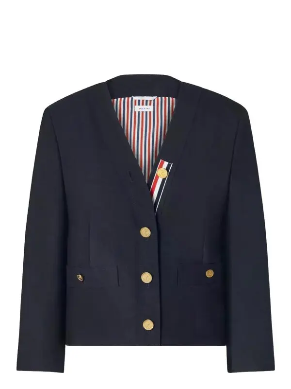 Thom Browne Hopsack Suiting Cardigan - Blue