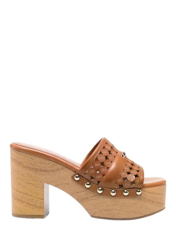 Guess Laser-cut Studded Platform Sandals - Brown
