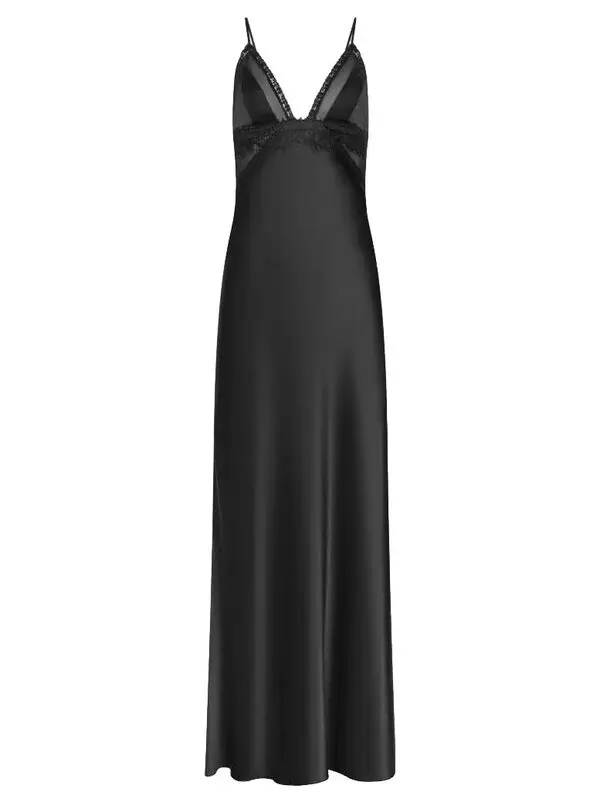 L'Agence Elsa Lace-trim Maxi Dress - Black