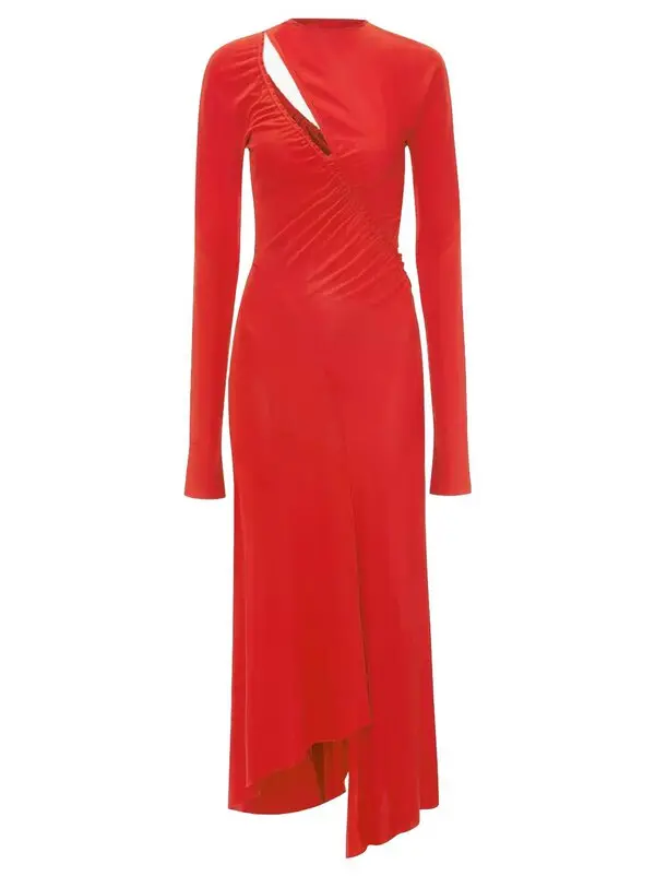 Victoria Beckham Asymmetric Cut-out Midi Dress - Red
