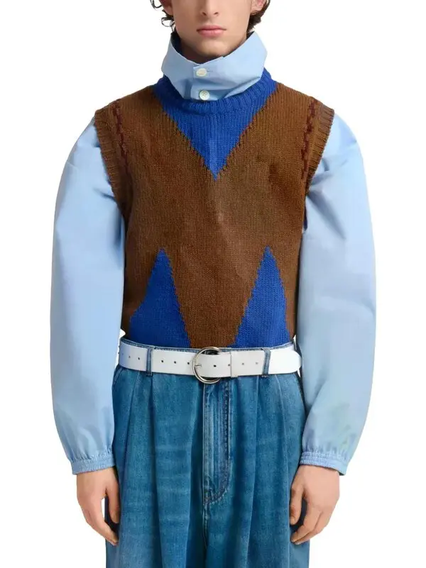 Marni Intarsia-knit Vest - Brown