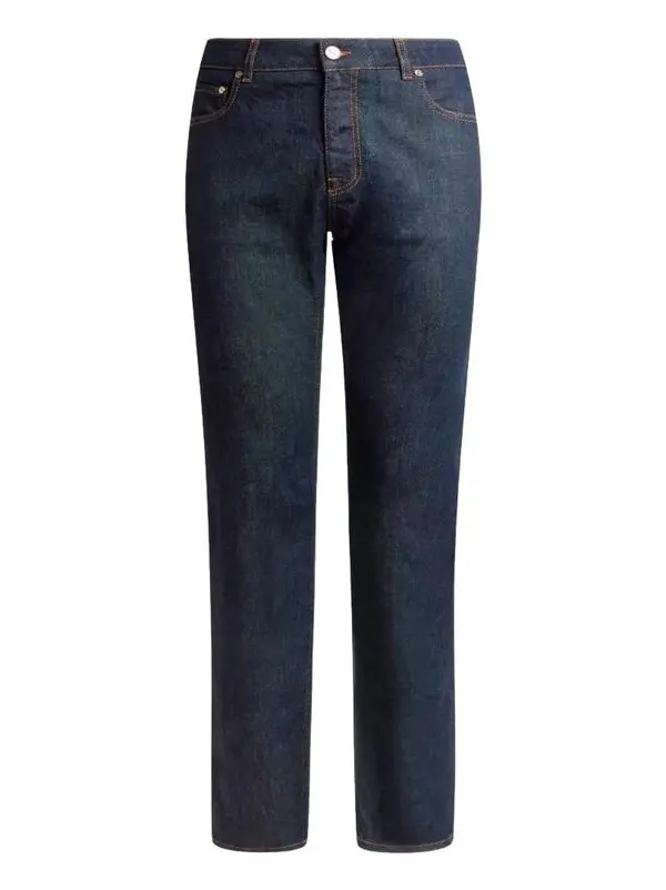 Etro Cotton Denim Jeans With Pegaso Embroidery - Blue
