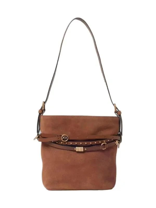 Pinko Stud-embellished Suede Shoulder Bag - Brown