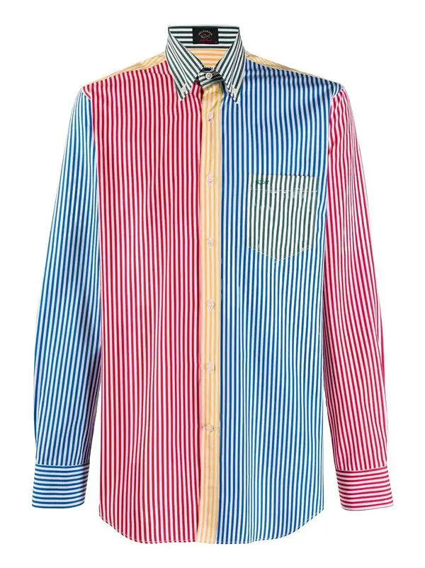 Paul & Shark Striped Colour-block Shirt - Red