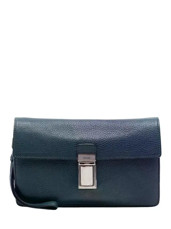 Prada Vitello Daino Clutch Bag - Blue