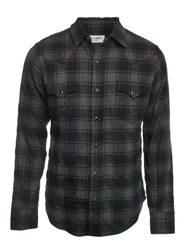 Saint Laurent Plaid-pattern Button-up Shirt - Black