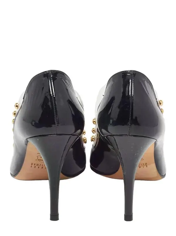 STUART WEITZMAN Studded Peep-toe Heeled Pumps - Black