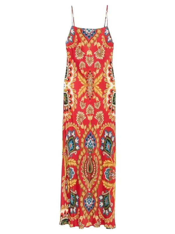 Farm Rio Floral Print Maxi Dress - Red