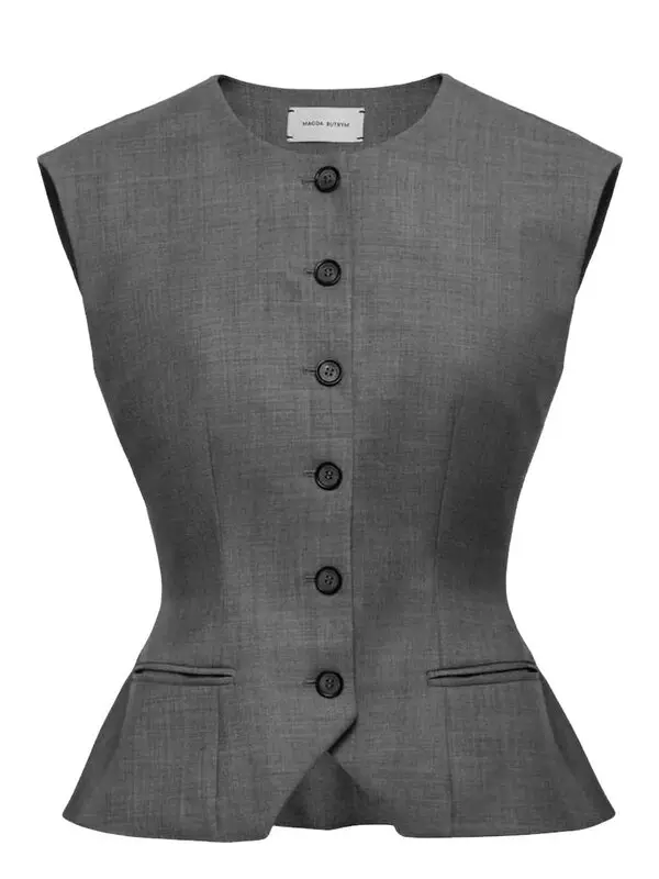 Magda Butrym Peplum Button-up Vest - Grey