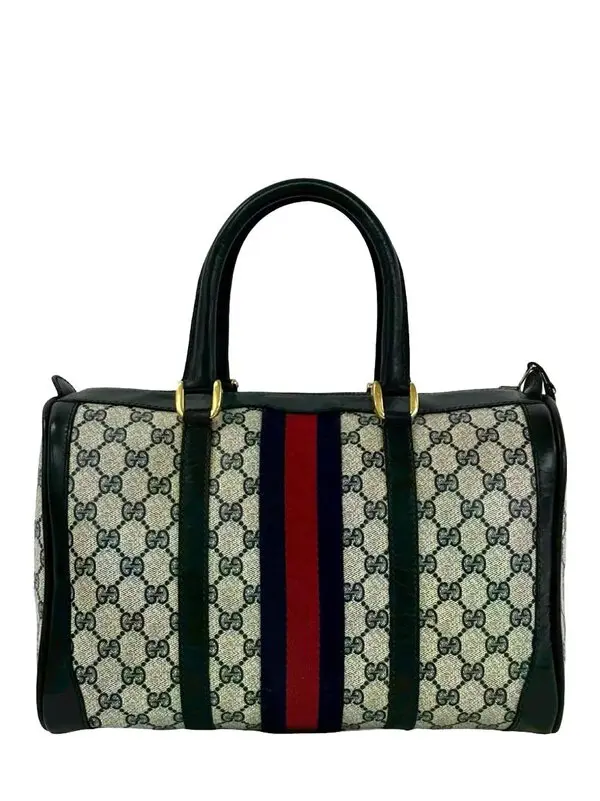 Gucci Gg Supreme Web Boston Bag - Neutrals