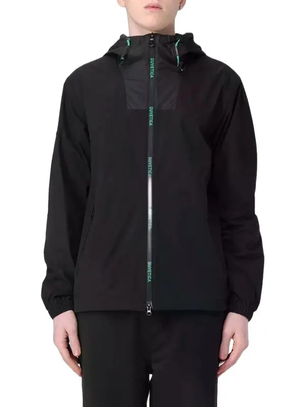 Duvetica Lightweight Hooded Jacket With Logo Detail - Black