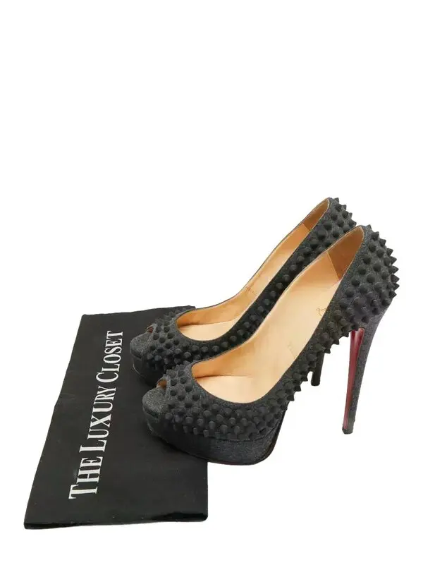 CHRISTIAN LOUBOUTIN Lady Peep Spikes Pumps - Grey
