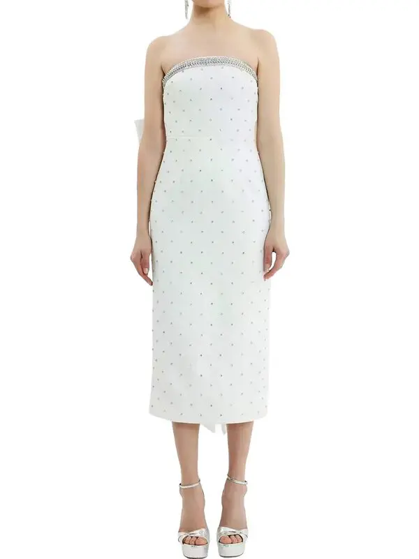 Rebecca Vallance Alpine Bow-detail Midi Dress - White