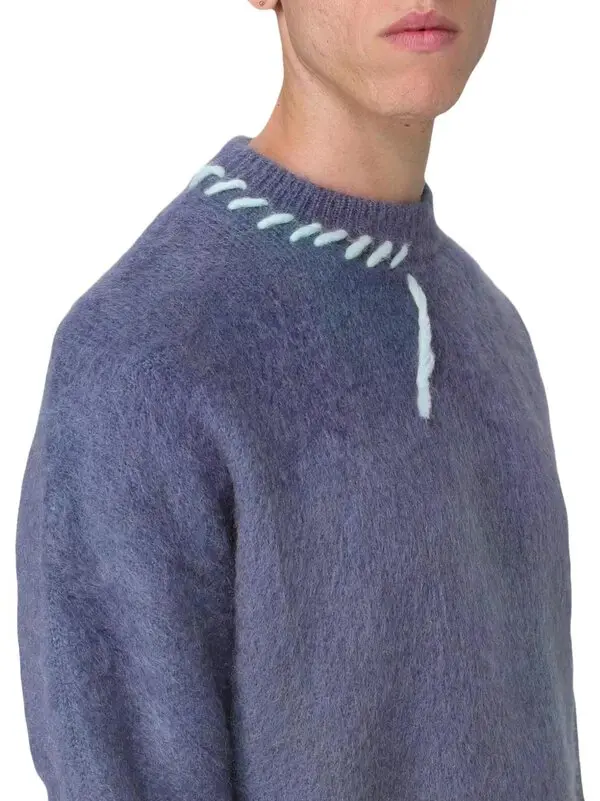 BONSAI Contrast Stitch Mohair Blend Sweater - Blue
