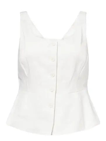 Theory Scoop-neck Peplum Linen-blend Top - Ivory