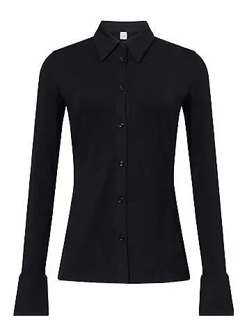 TOTEME Classic Collar Stretch-jersey Shirt - Black