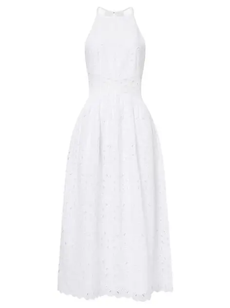 FRAME Paisley Eyelet Cotton Midi Dress - White