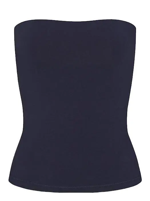 SKIMS Strapless Cotton-jersey Tube Top - Navy
