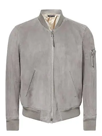 TOM FORD Suede Bomber Jacket - Titanium