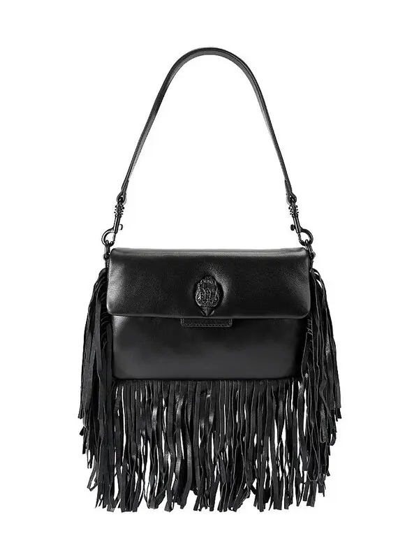 Kurt Geiger Oxford Fringe Small Leather Shoulder Bag - Black