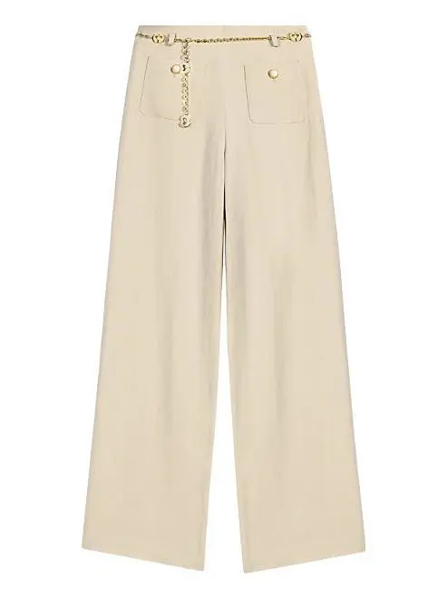 Maje Chain-belt Wide-leg Trousers - Beige