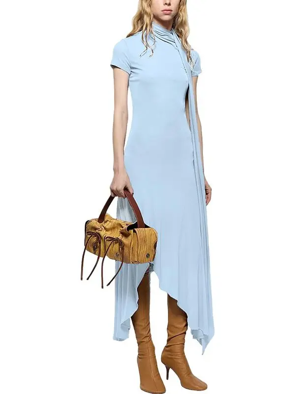 Acne Studios Viscose Drape Neck Dress - Light Blue