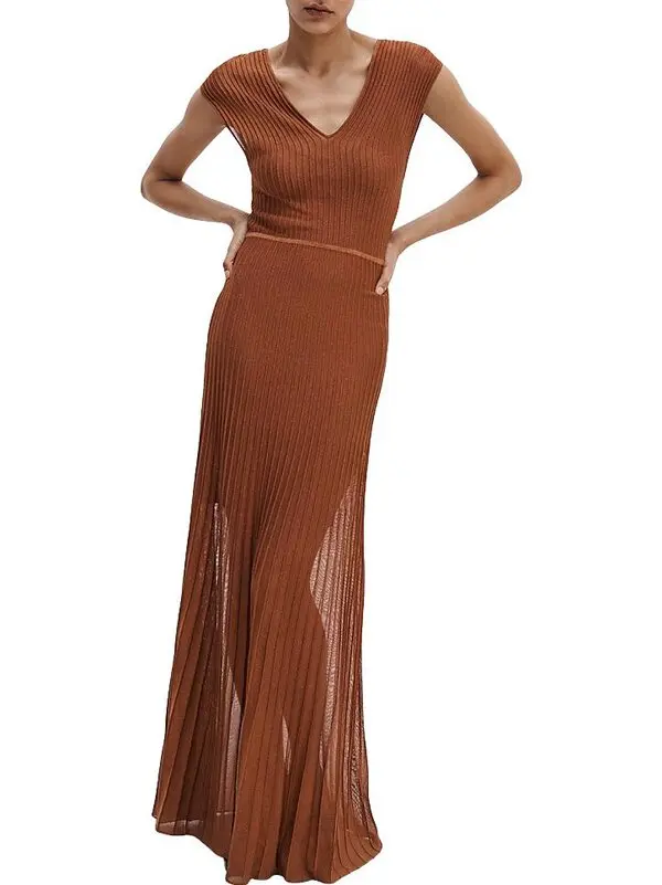 Rag & Bone Aubrey Ribbed Maxi Dress - Rust