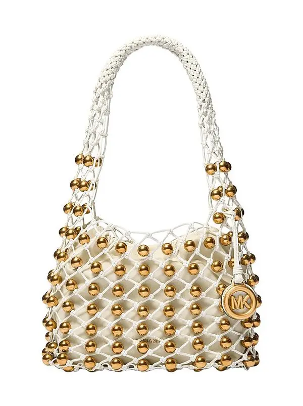 Michael Kors Gwen Small Woven Hobo Bag - Eggshell