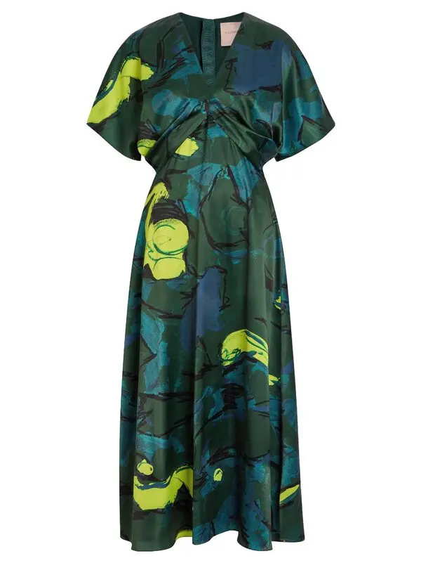 ROKSANDA Sadee Printed Satin Midi Dress - Multicoloured