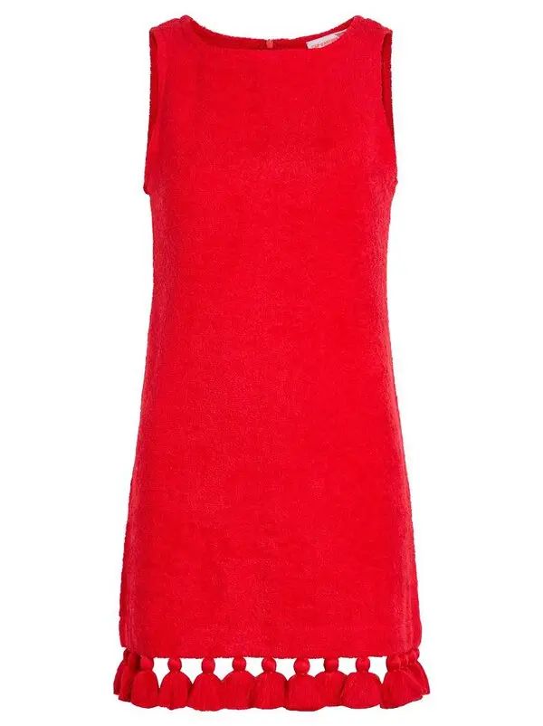 Cap D'antibes Manon Tasseled-hem Terry Mini Dress - Red