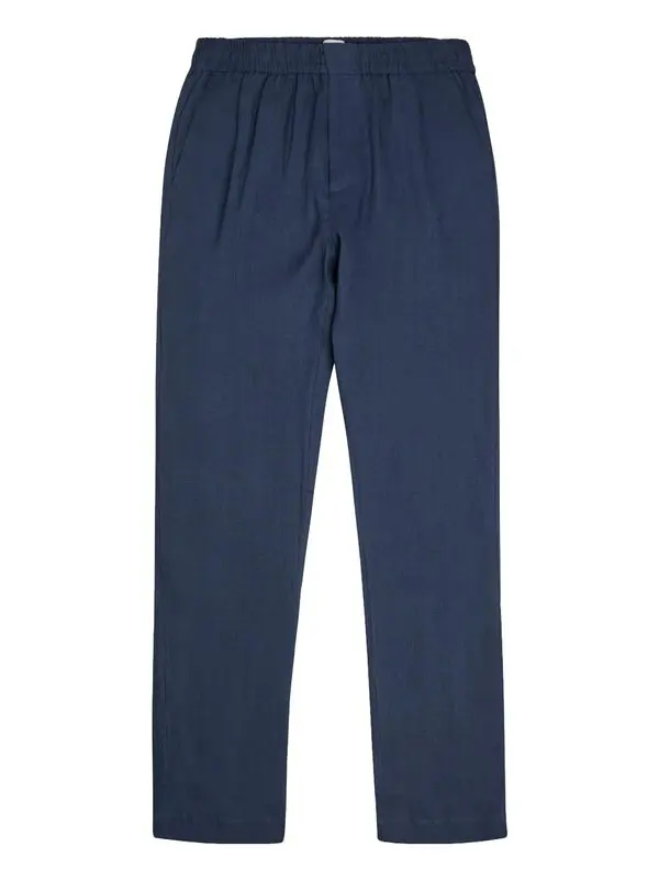 Sunspel Tapered-leg Linen Trousers - Navy